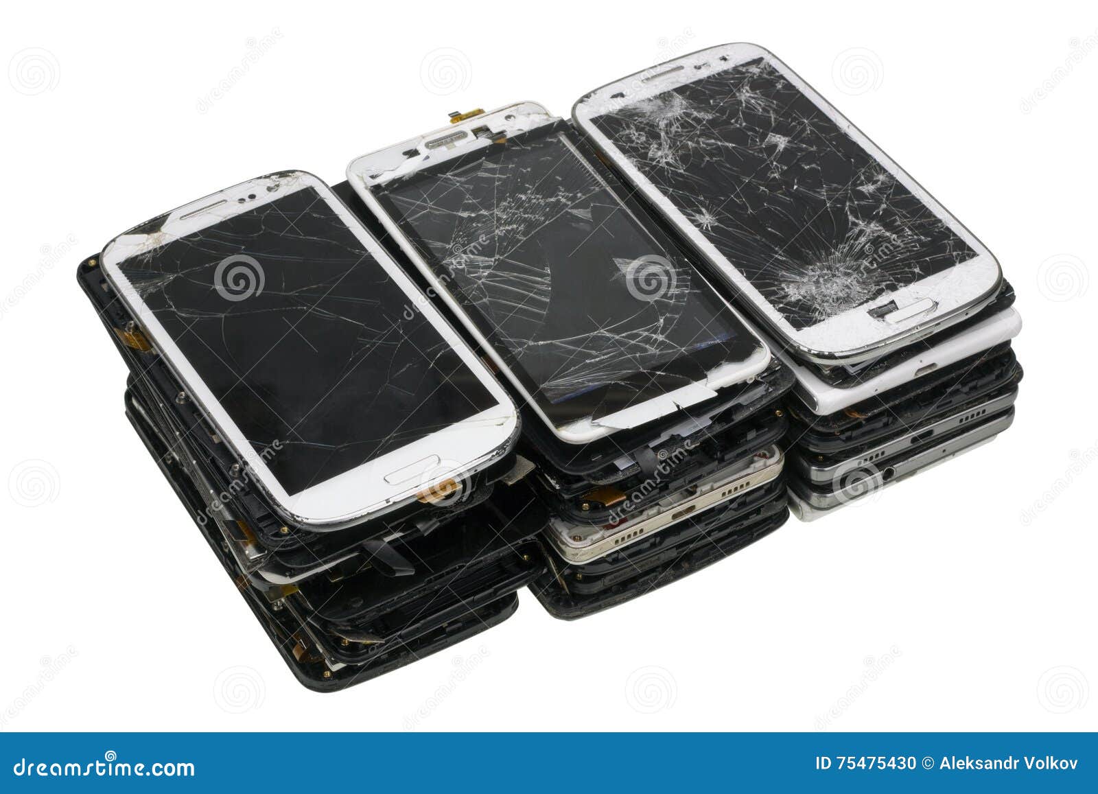 Block from the Broken Mobile Phones Stock Photo - Image of plastic ...