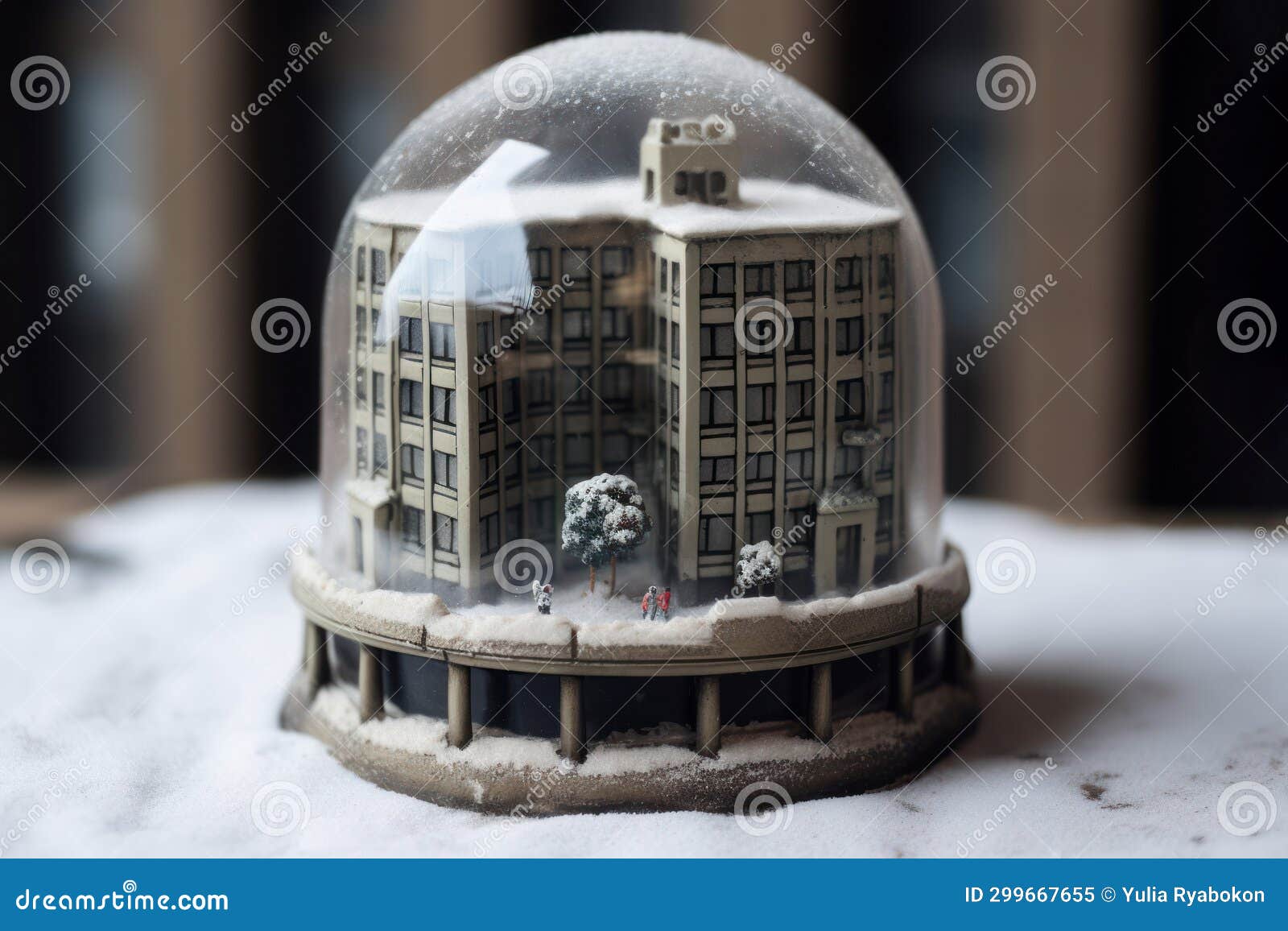 Block Building in Snow Globe. Generate Ai Stock Illustration - Illustration of building ...