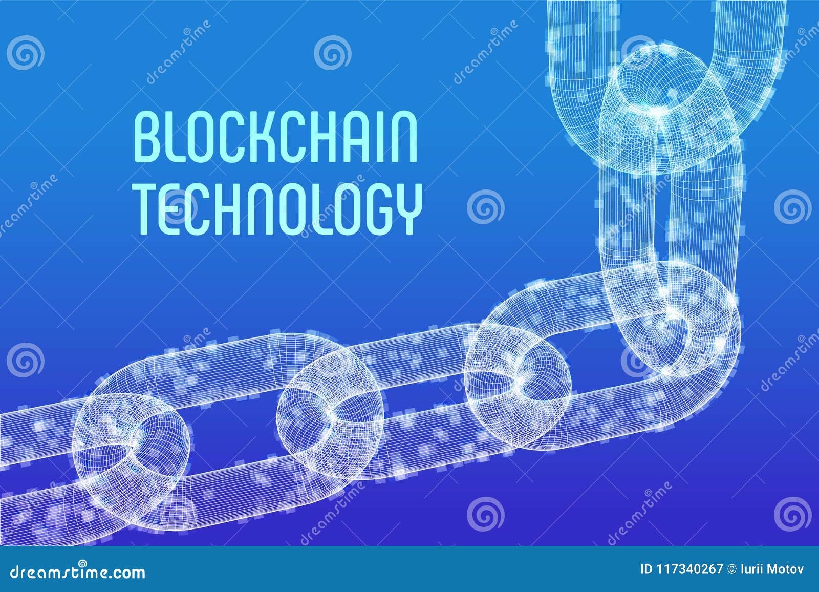 Block Chain. Crypto Currency. Blockchain Concept. 3D Wireframe Chain ...