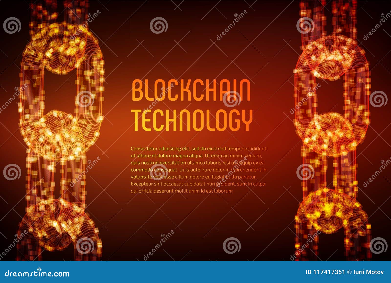 Block Chain. Crypto Currency. Blockchain Concept. 3D Wireframe Chain ...