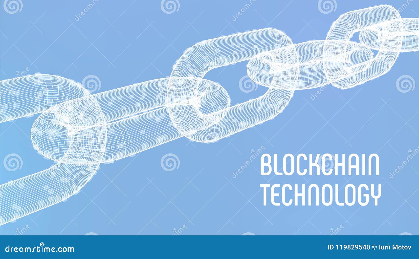 Block Chain. Crypto Currency. Blockchain Concept. 3D Wireframe Chain ...