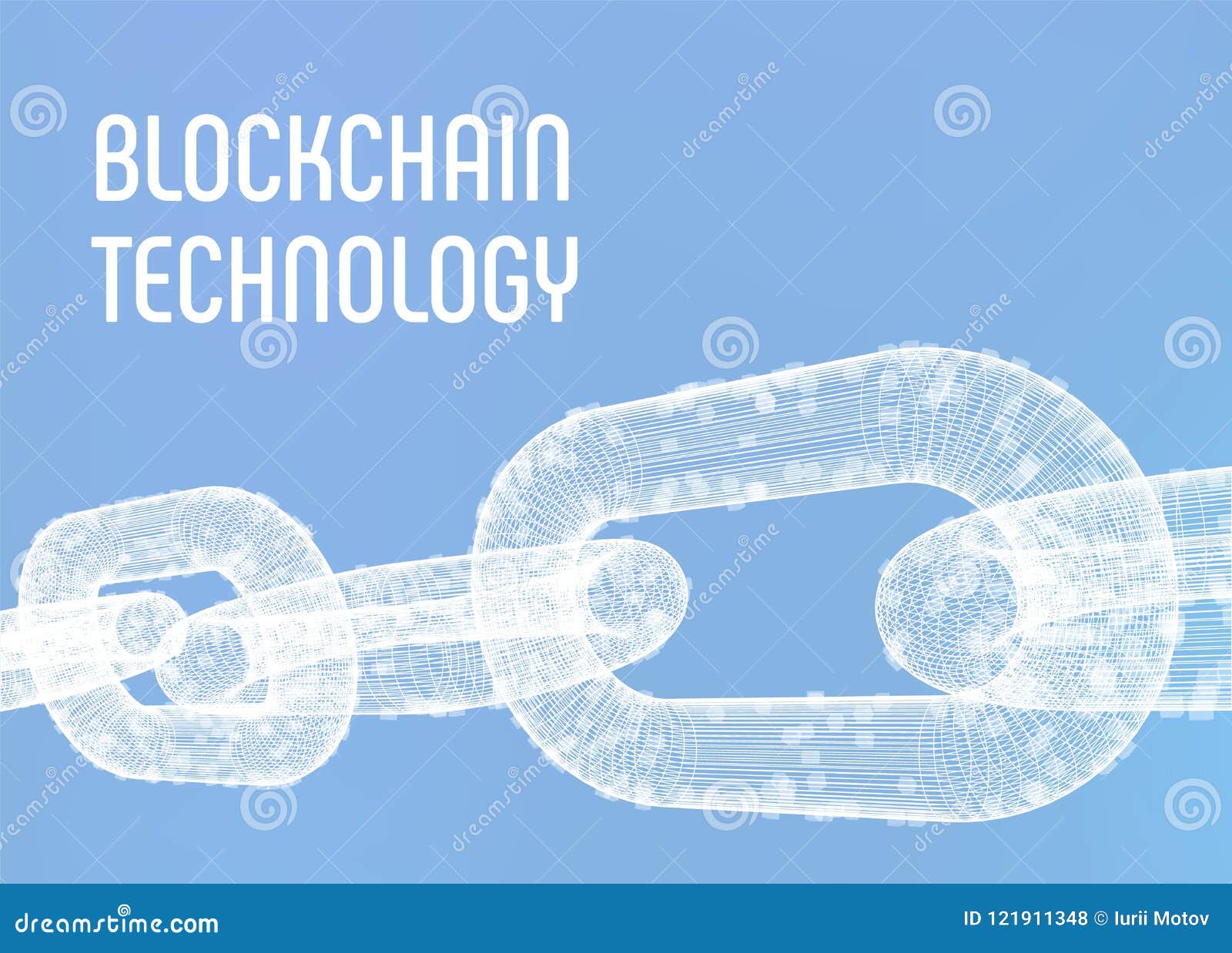 Block Chain. Crypto Currency. Blockchain Concept. 3D Wireframe Chain ...