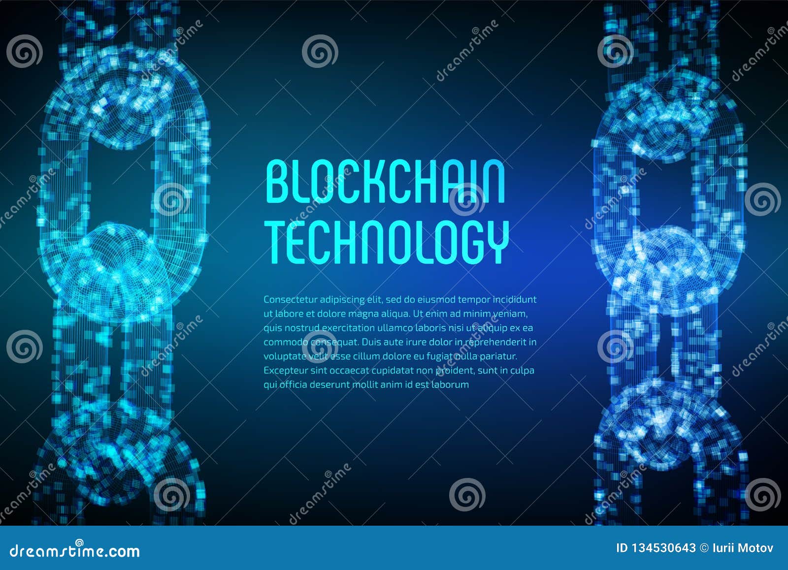 Block Chain. Crypto Currency. Blockchain Concept. 3D Wireframe Chain ...