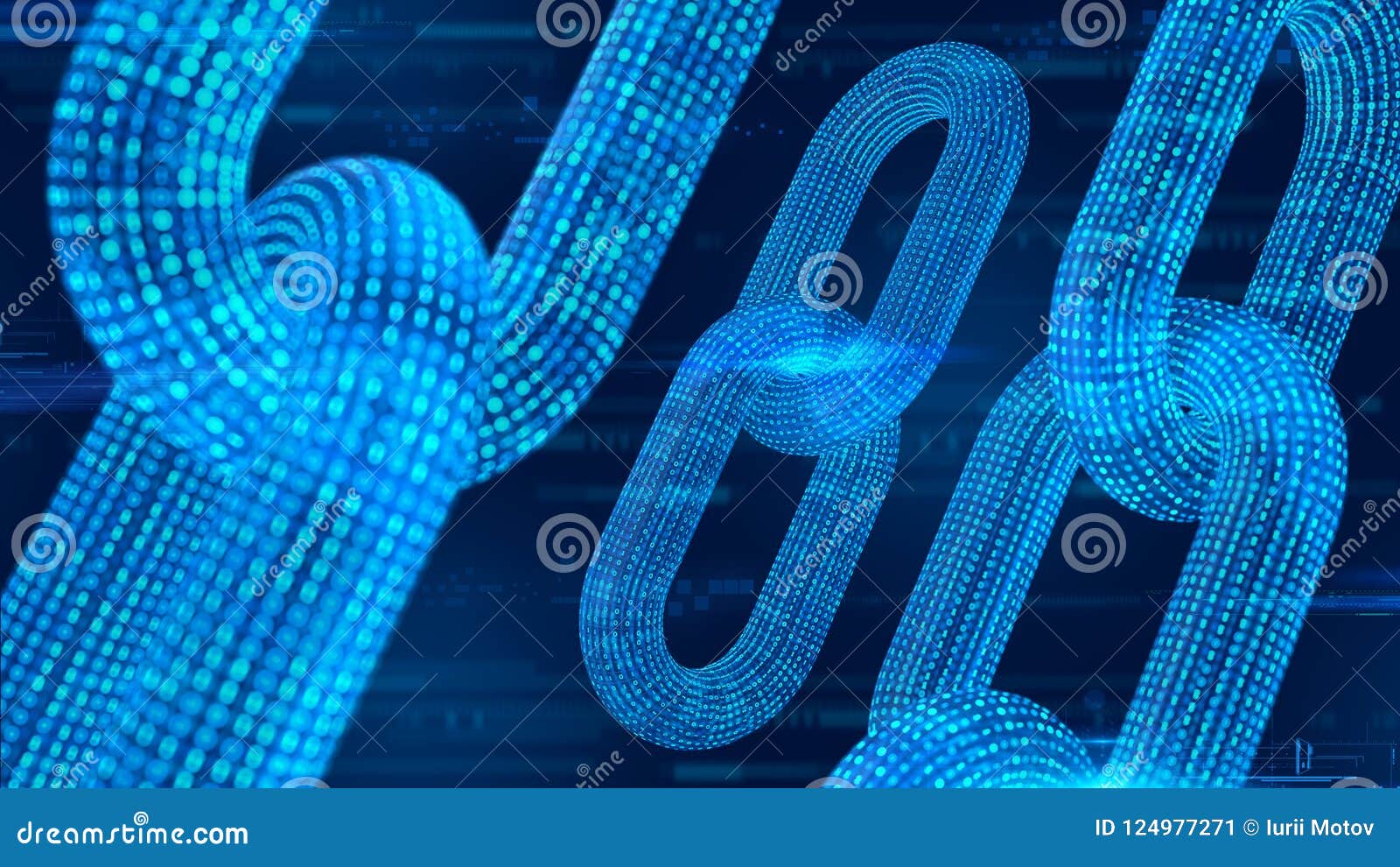 Block Chain. Crypto Currency. Blockchain Concept. 3D Wireframe Chain ...