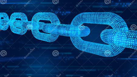 Block Chain. Crypto Currency. Blockchain Concept. 3D Wireframe Chain ...