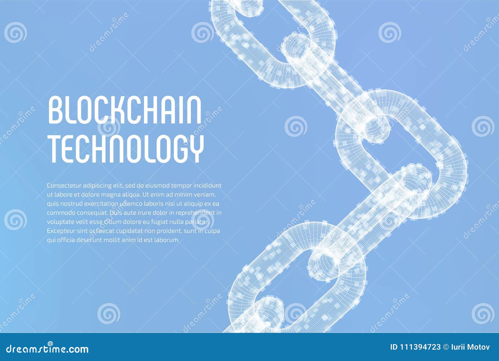 Block Chain. Crypto Currency. Blockchain Concept. 3D Wireframe Chain ...