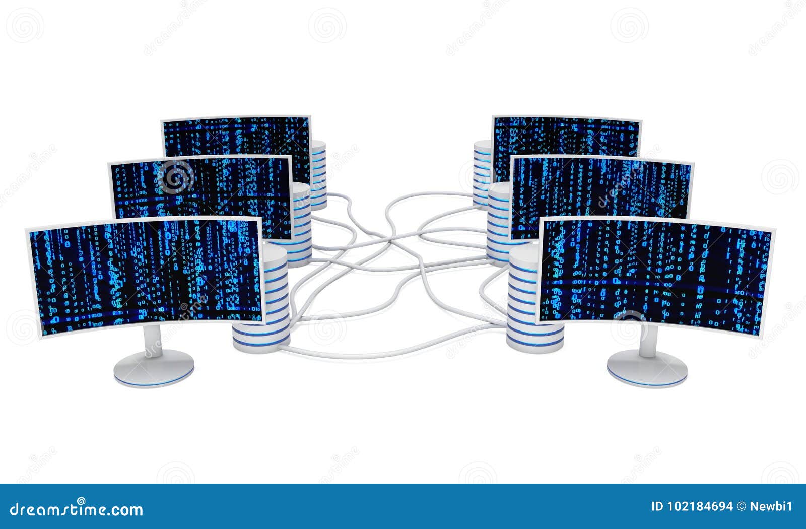 White LCD Tv Screens with Server Hard Disks Stock Illustration ...