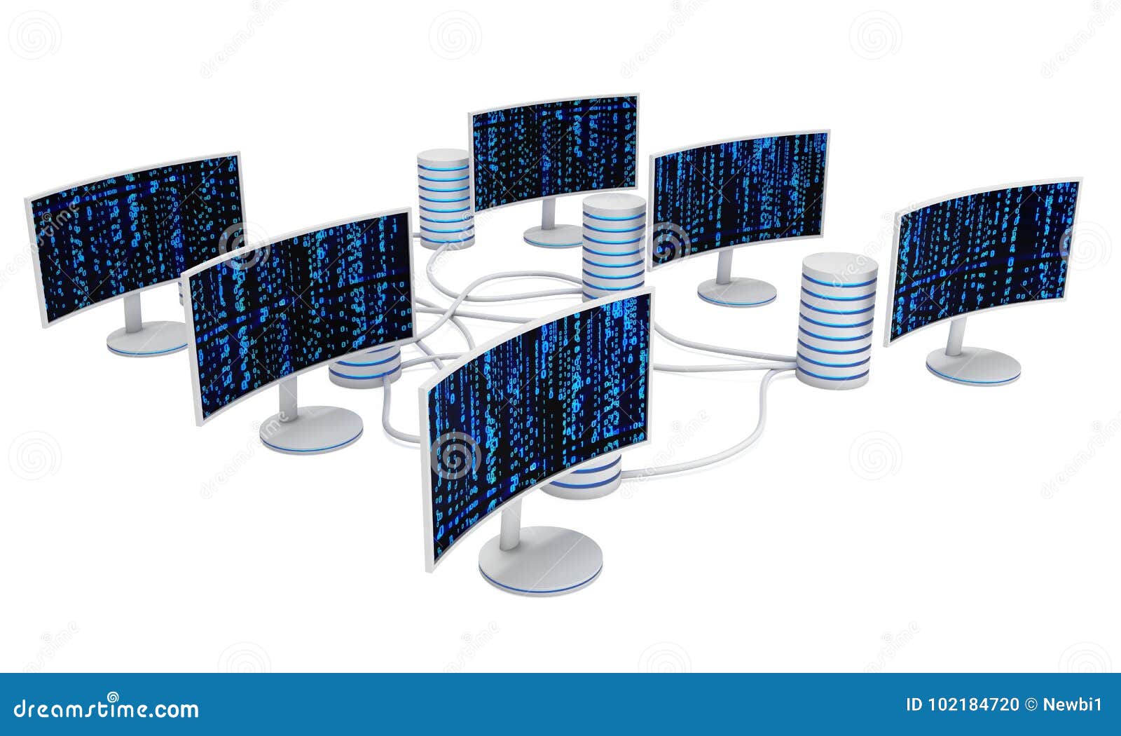 White LCD Tv Screens with Server Hard Disks Stock Illustration ...