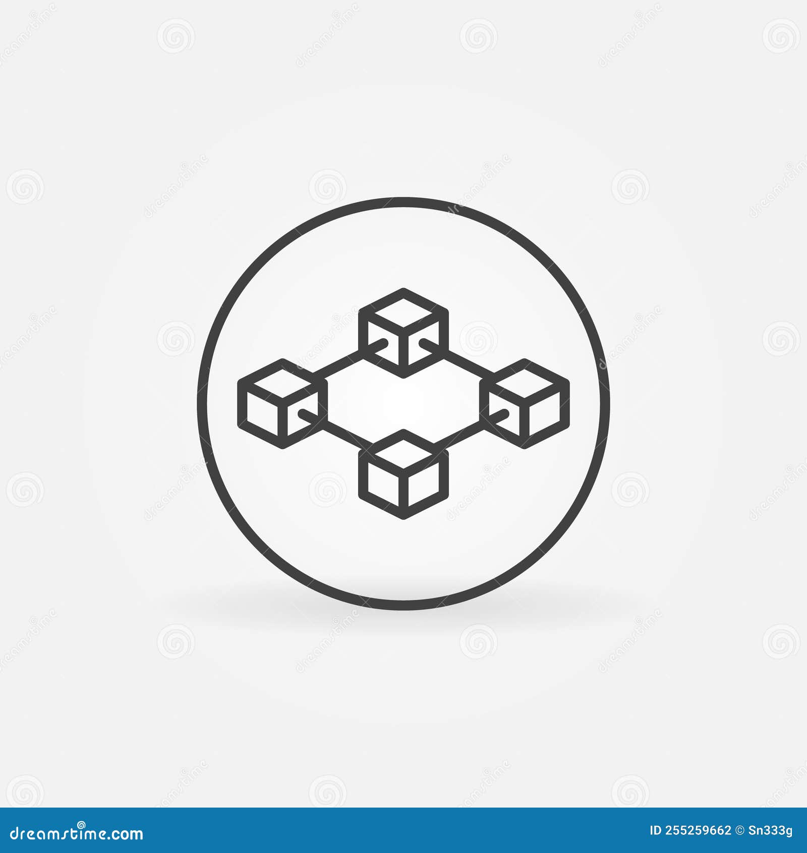 Block-Chain with Four Blocks Cryptocurrency Vector Concept Linear Icon ...