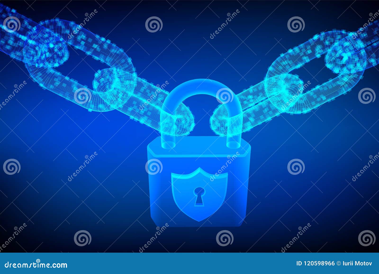 Block Chain. Lock. Cyber Security, Safe, Privacy or Other Concept. 3D ...