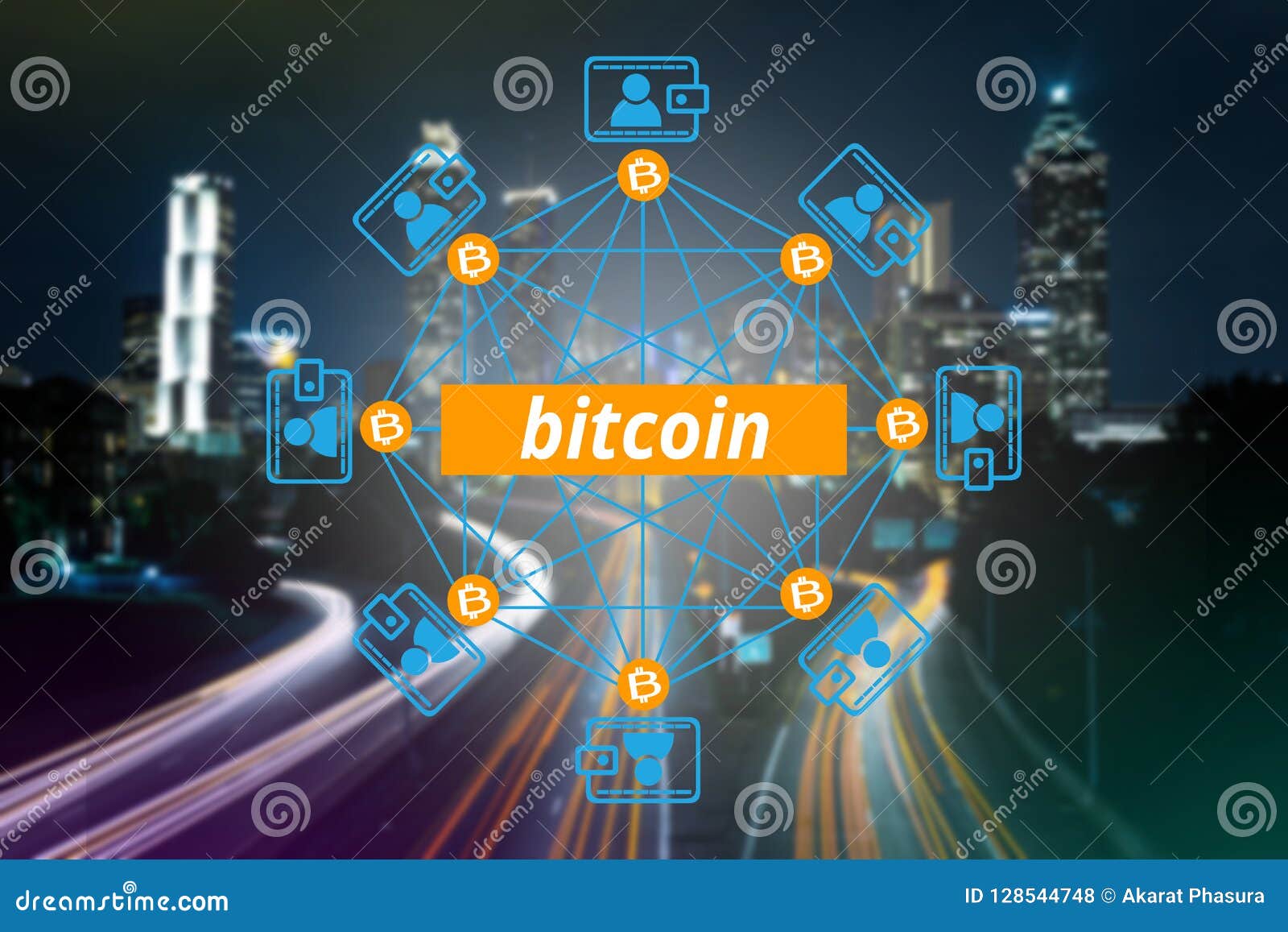 Block Chain Network, Bitcoin, Digital Money Stock Photo - Image of ...