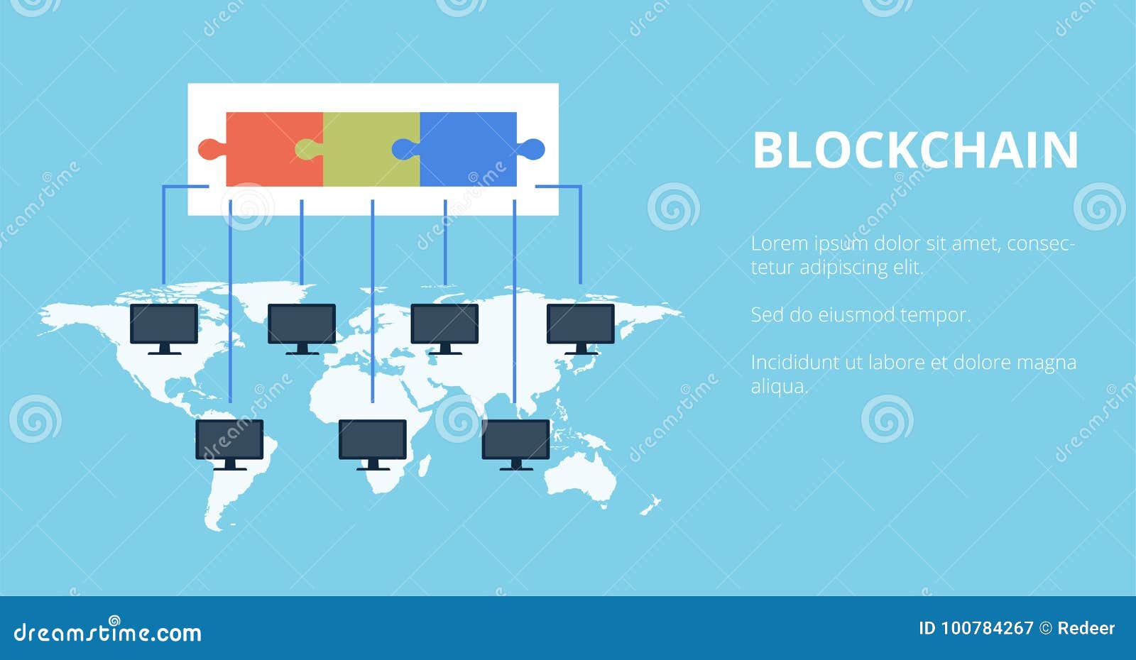 Block Chain Technology Vector Illustration. Public Database of ...