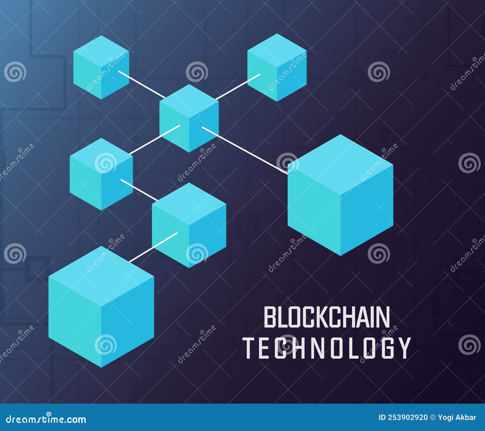 Block Chain Vector Concept Blue Linear Icon - Cryptocurrency Abstract ...
