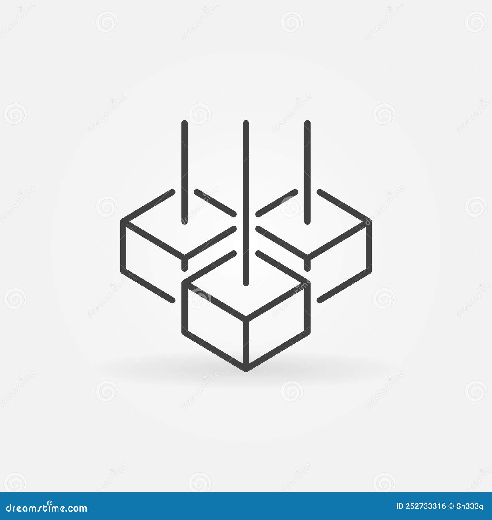 Block-Chain Vector Concept Icon or Blockchain Symbol with Three Blocks ...