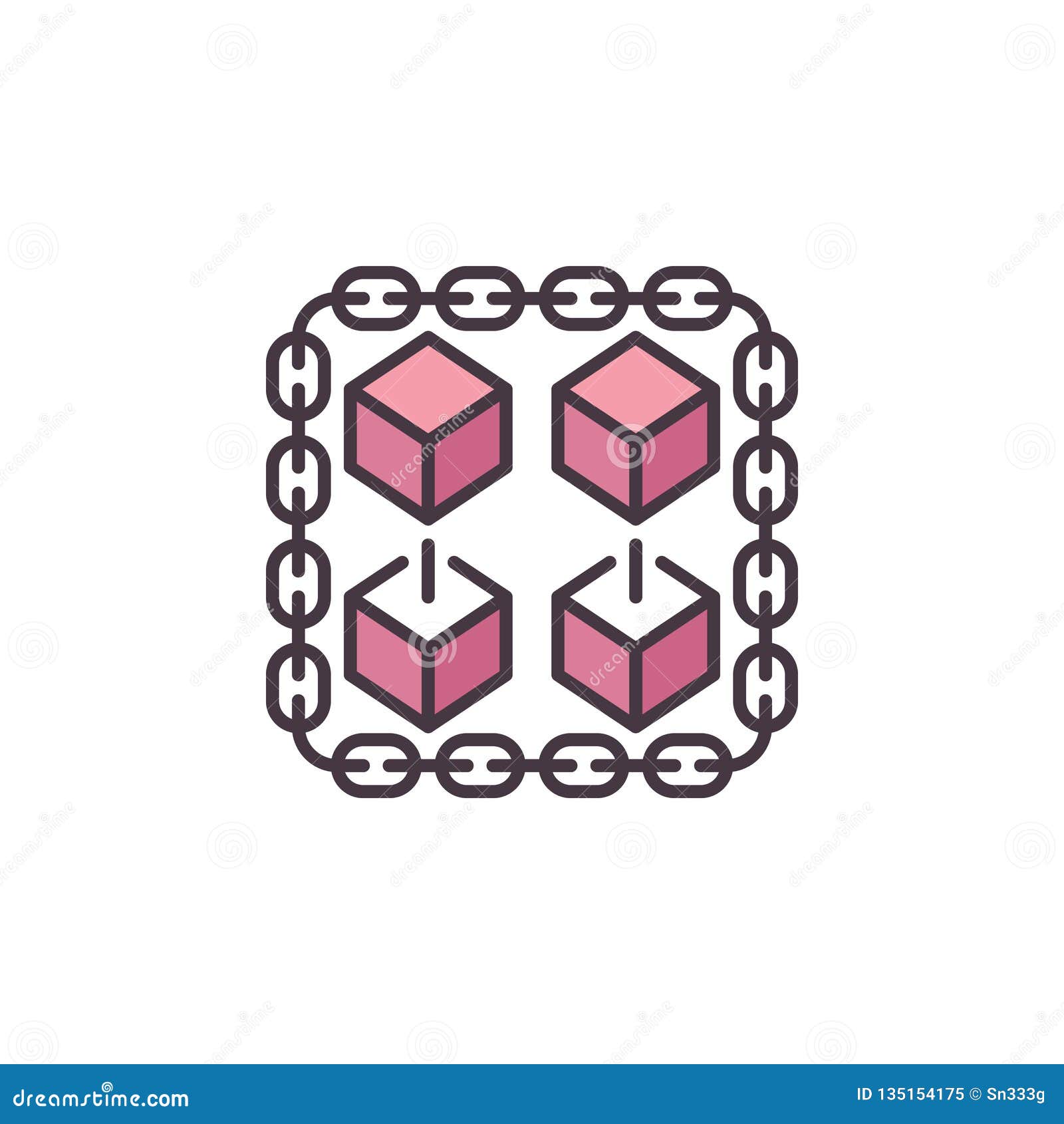 Block Chain Vector Red Cryptocurrency Modern Icon Stock Vector ...