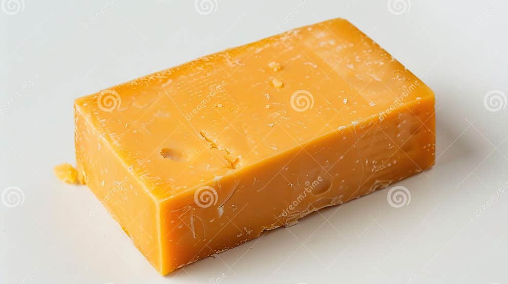 Block of Cheddar Cheese Over White. Generative Ai Stock Illustration ...