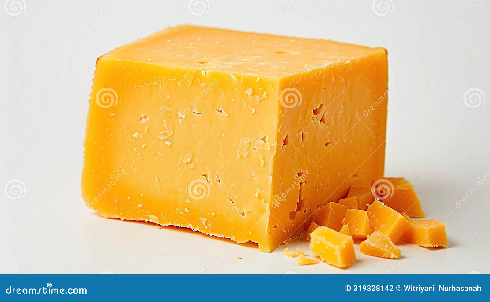 Block of Cheddar Cheese Over White. Generative Ai Stock Illustration ...
