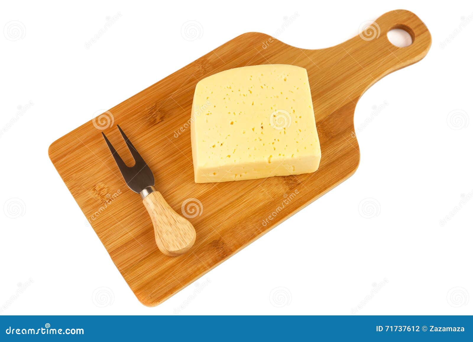 Block of Cheese on Cutting Board with a Knife, Isolated on White ...