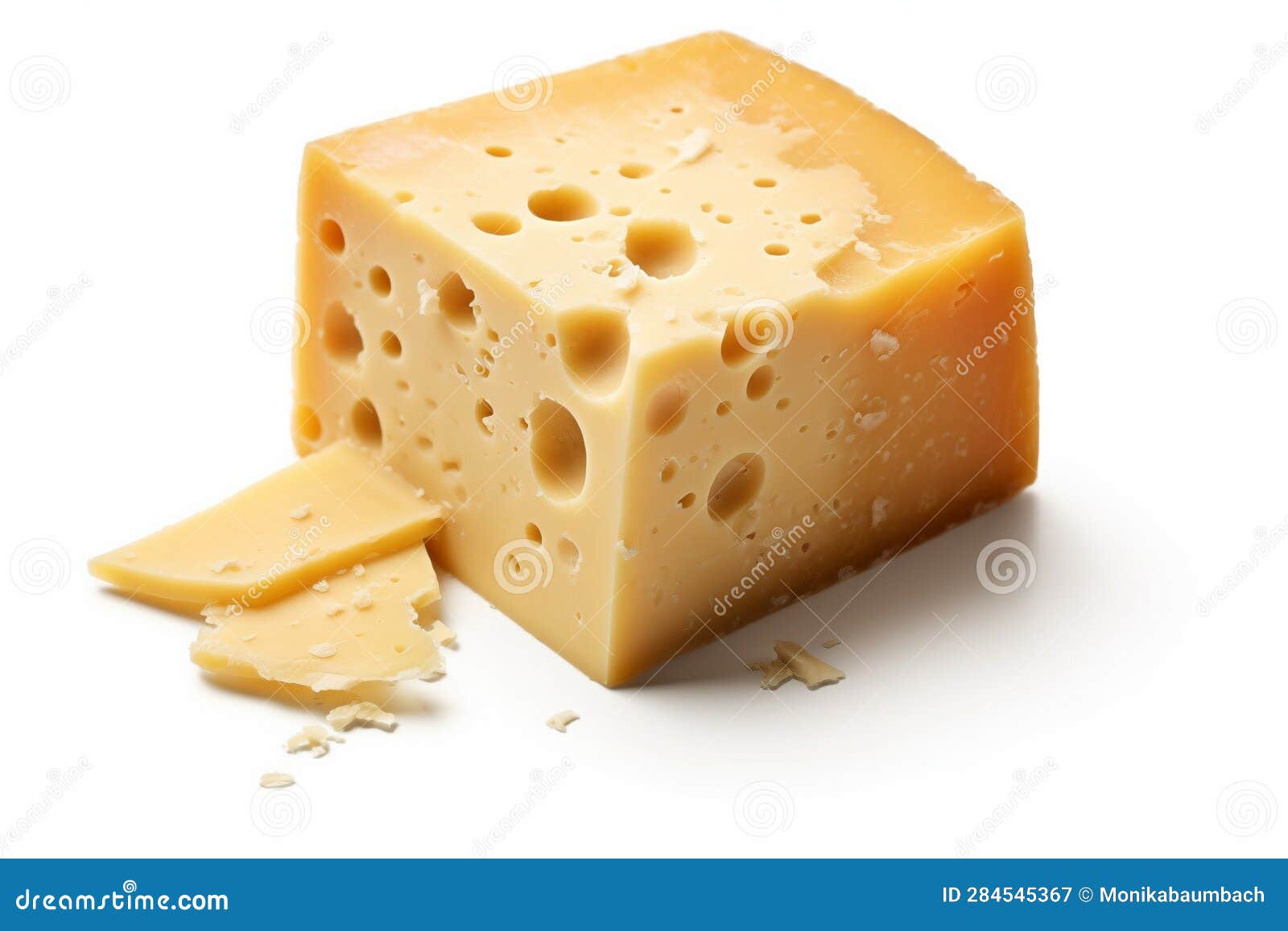 Block of Cheese on White Background Stock Illustration - Illustration ...