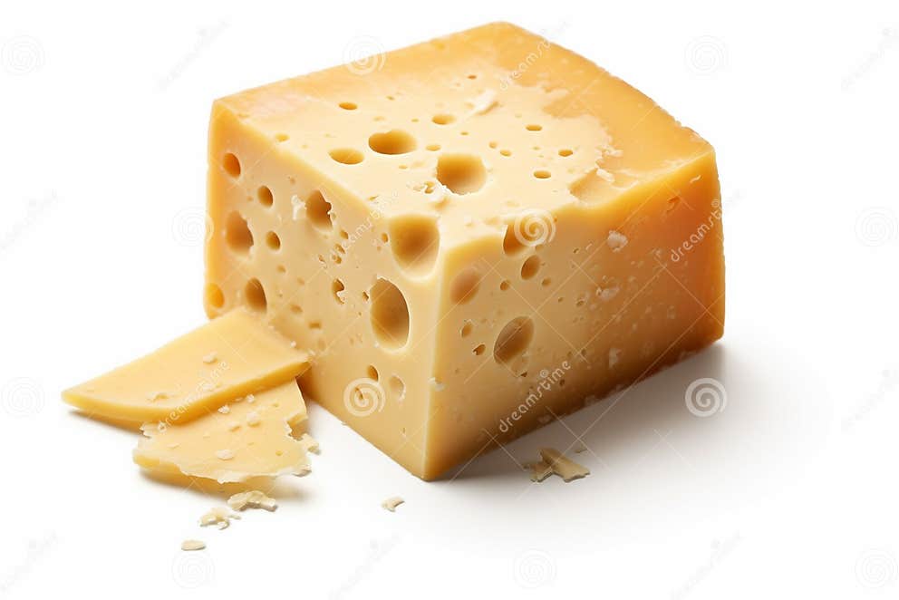 Block of Cheese on White Background Stock Illustration - Illustration ...