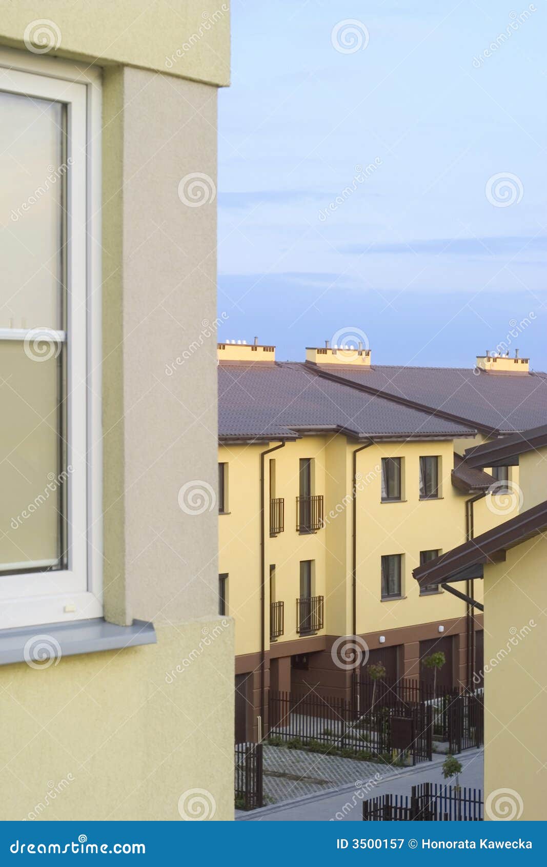 Block of flat stock image. Image of front, balcony, residential - 3500157