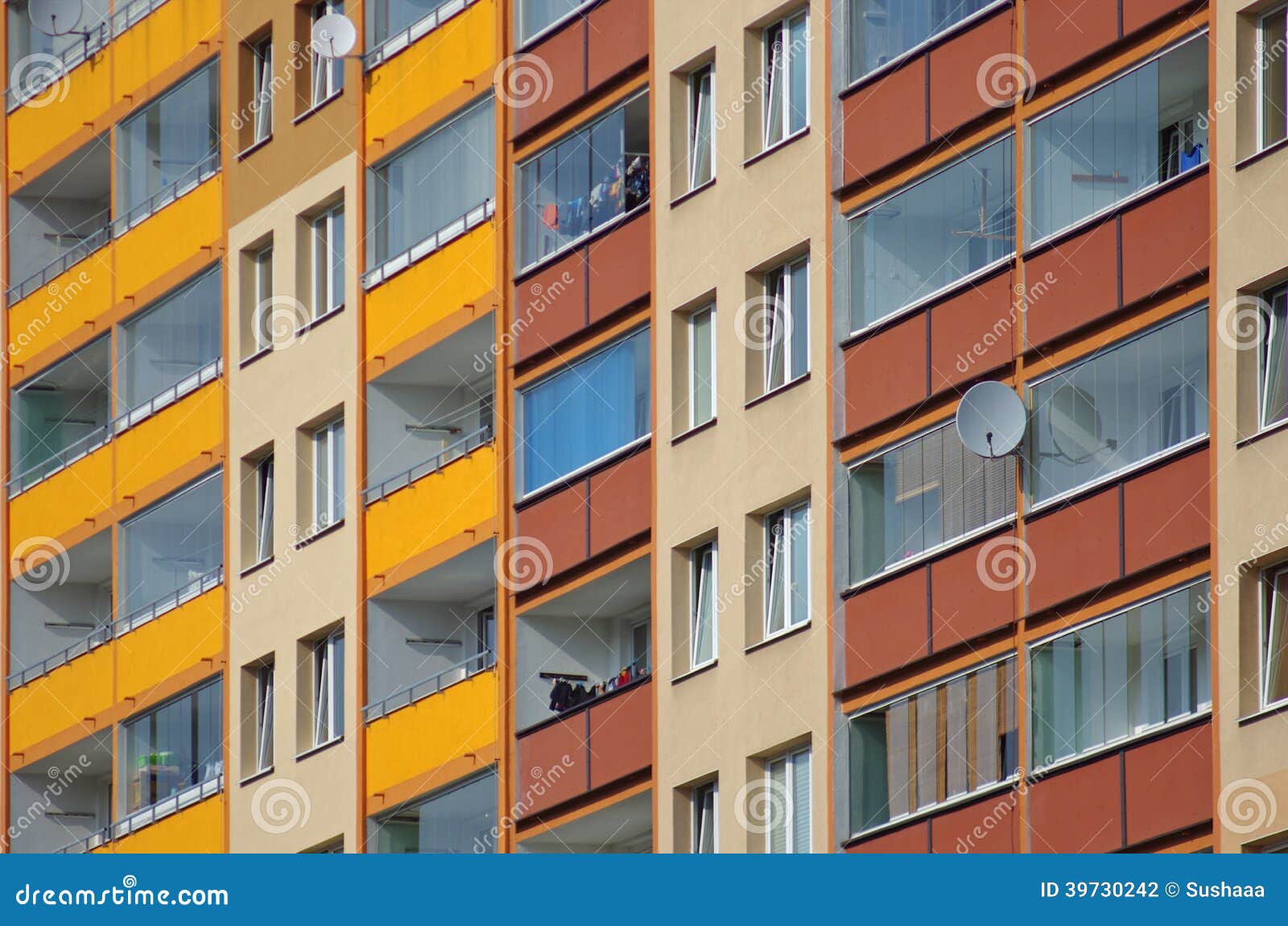 Block of flats closeup stock photo. Image of facade, railing - 39730242