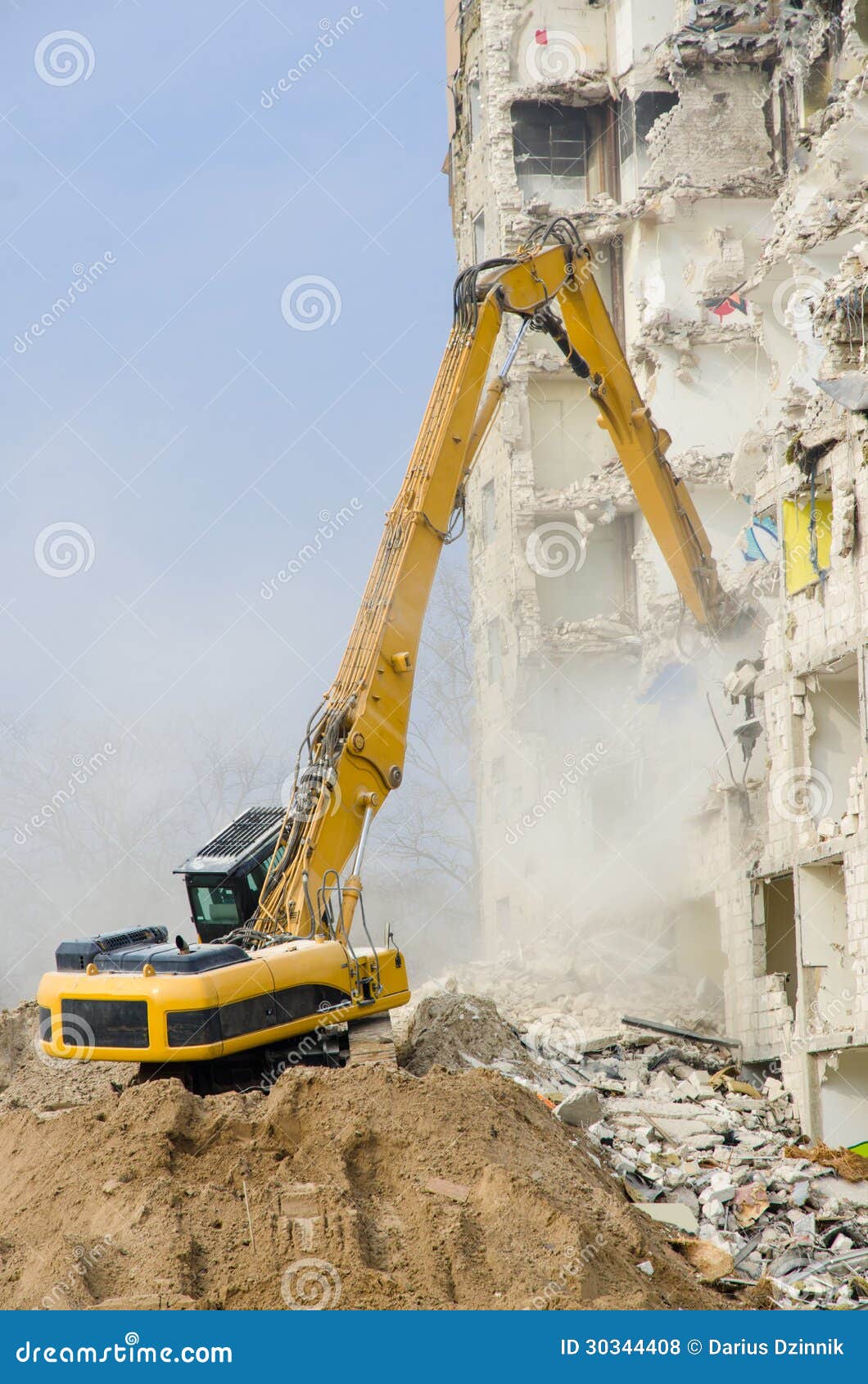 Block of flats demolition stock photo. Image of fencing - 30344408