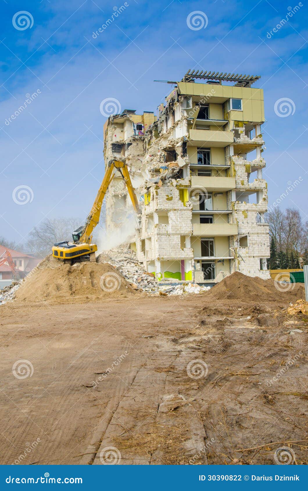 Block of flats demolition stock photo. Image of bricks - 30390822