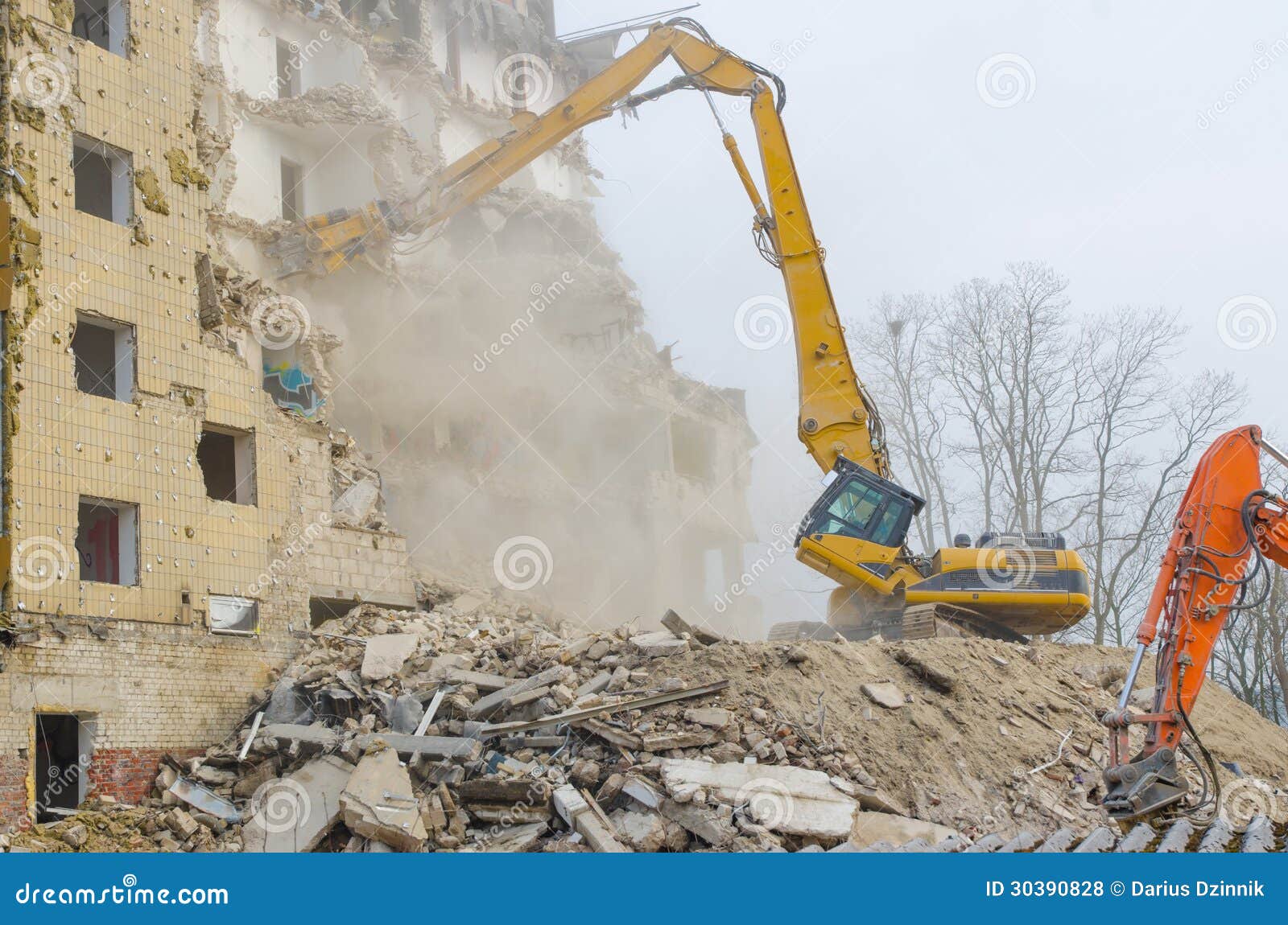 Block of flats demolition stock photo. Image of dust - 30390828