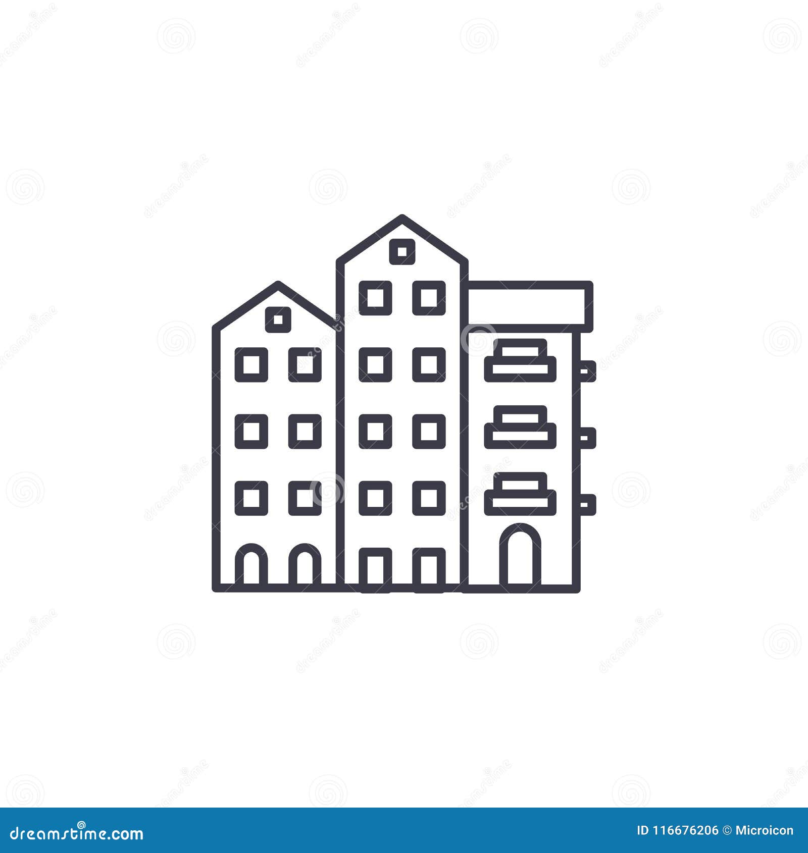 Block of Flats Linear Icon Concept. Block of Flats Line Vector Sign ... Block of Flats Linear Icon Concept. Block of Flats Line Vector Sign ...