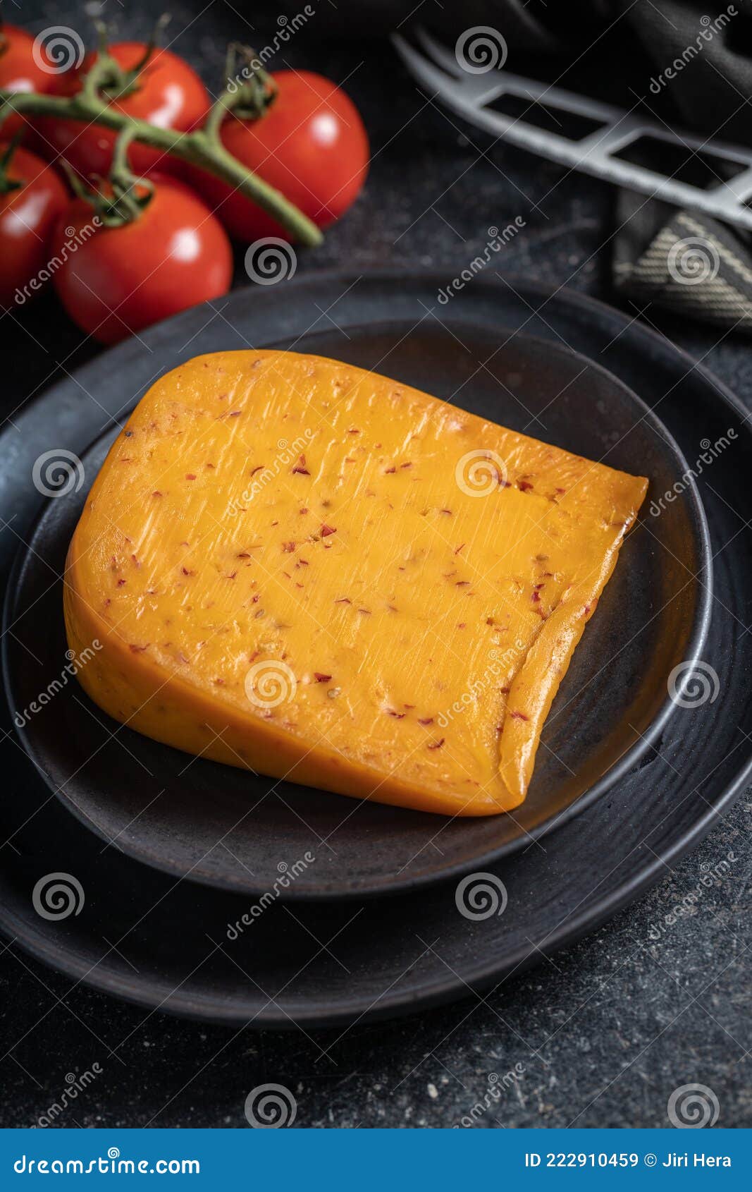 Block of Hard Cheese with Chili Flavor Stock Image - Image of culinary ...