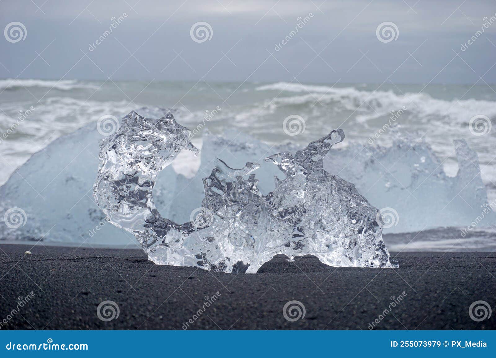 Block of Ice on Diamond Beach in Iceland Stock Image - Image of beach ...