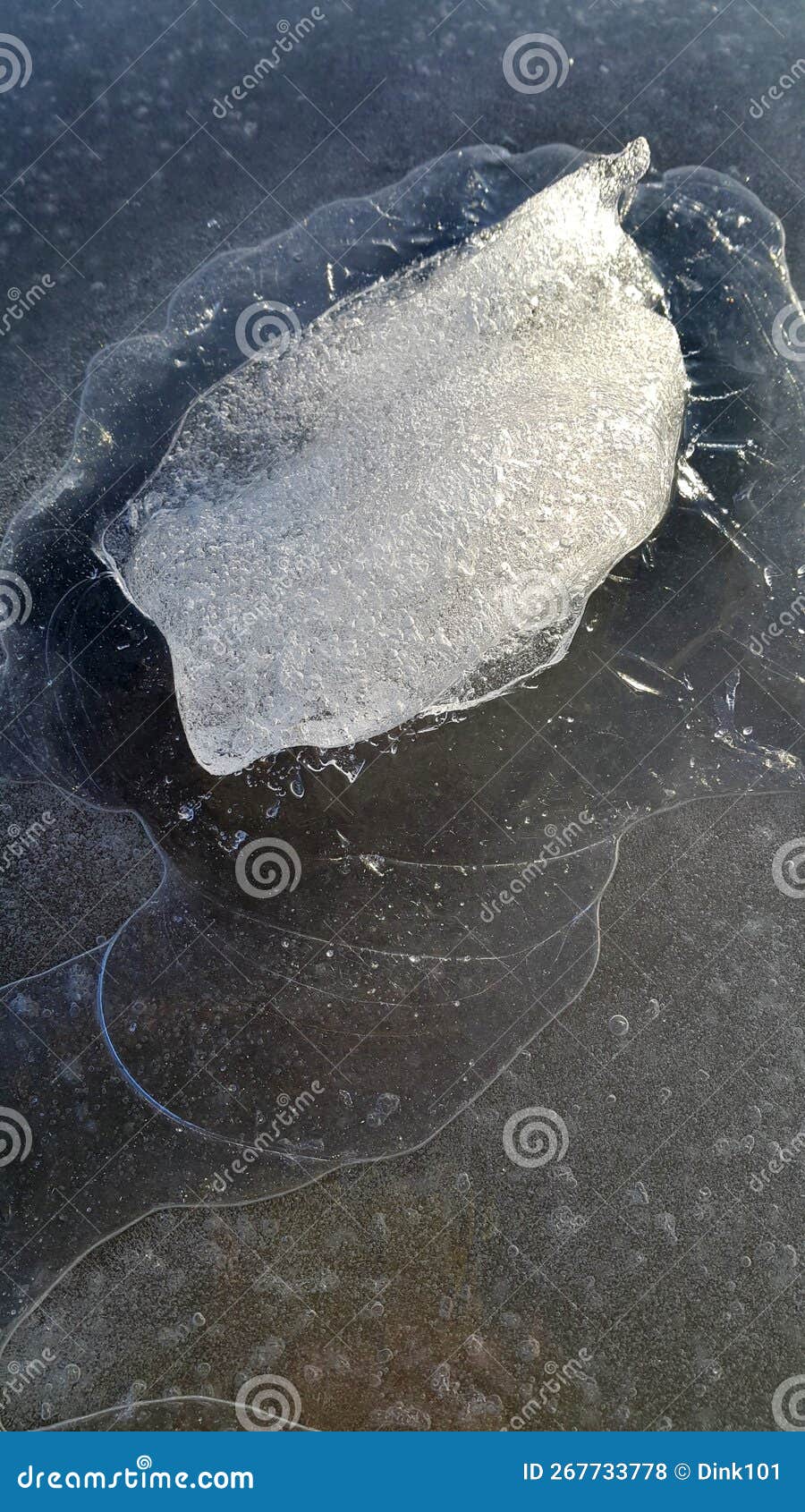 Block of Ice on the Surface of a Frozen River Stock Photo - Image of ...