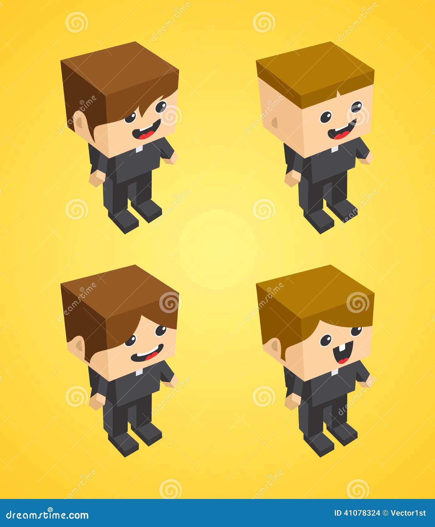 Block Isometric Cartoon Character Stock Vector - Illustration of ...