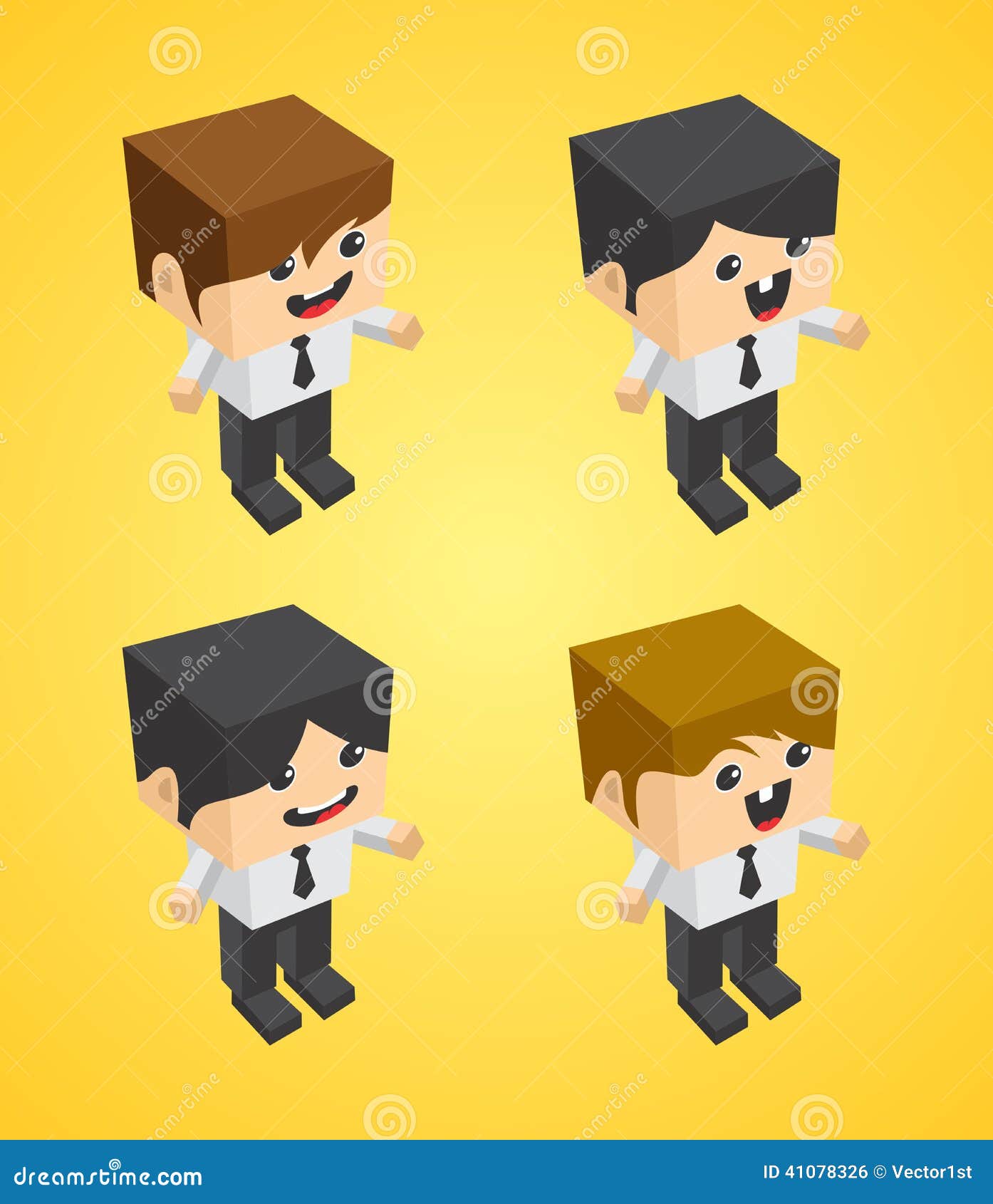 Block Isometric Cartoon Character Stock Vector - Illustration of ...