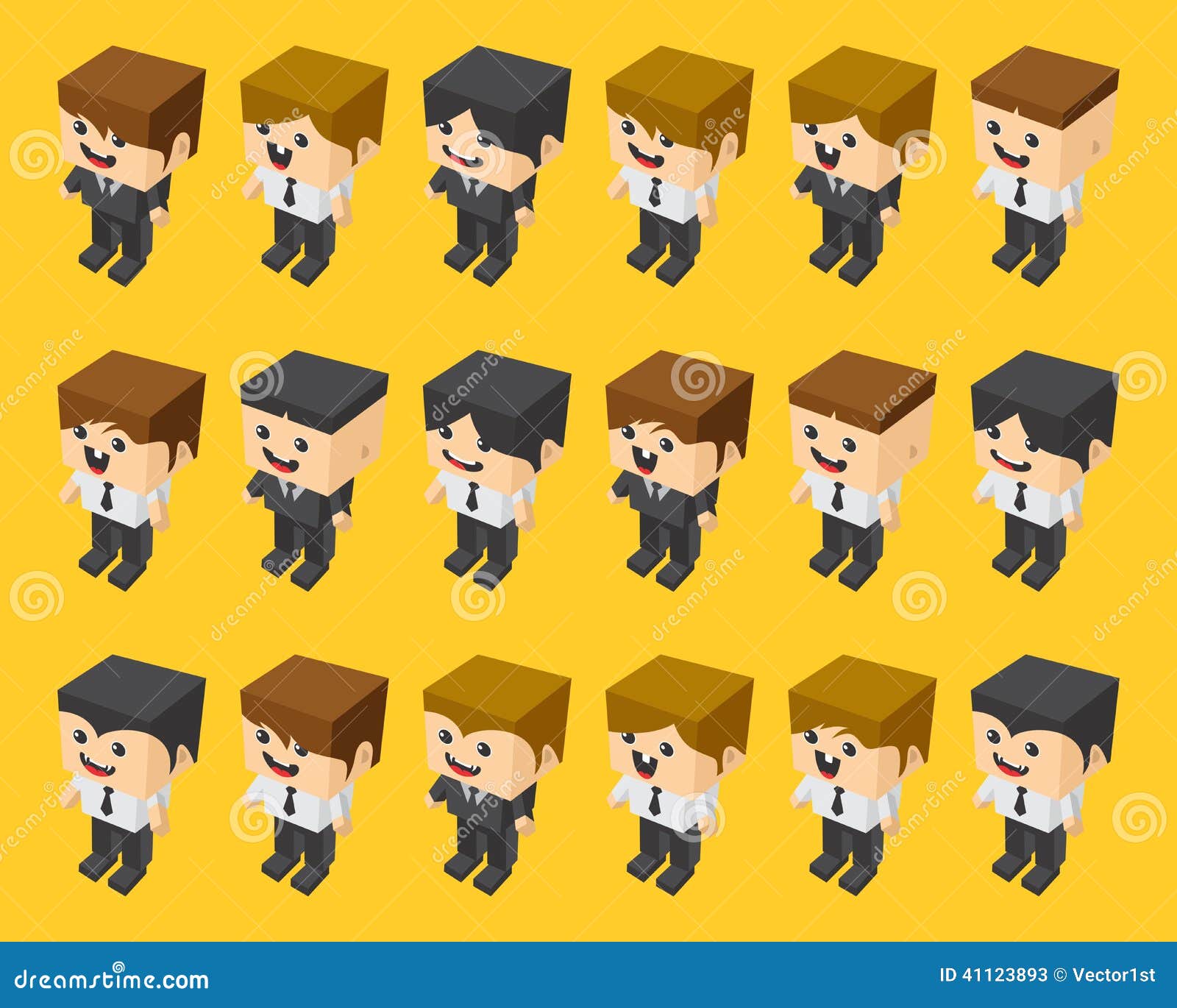 Block Isometric Cartoon Character Stock Vector - Illustration of block ...