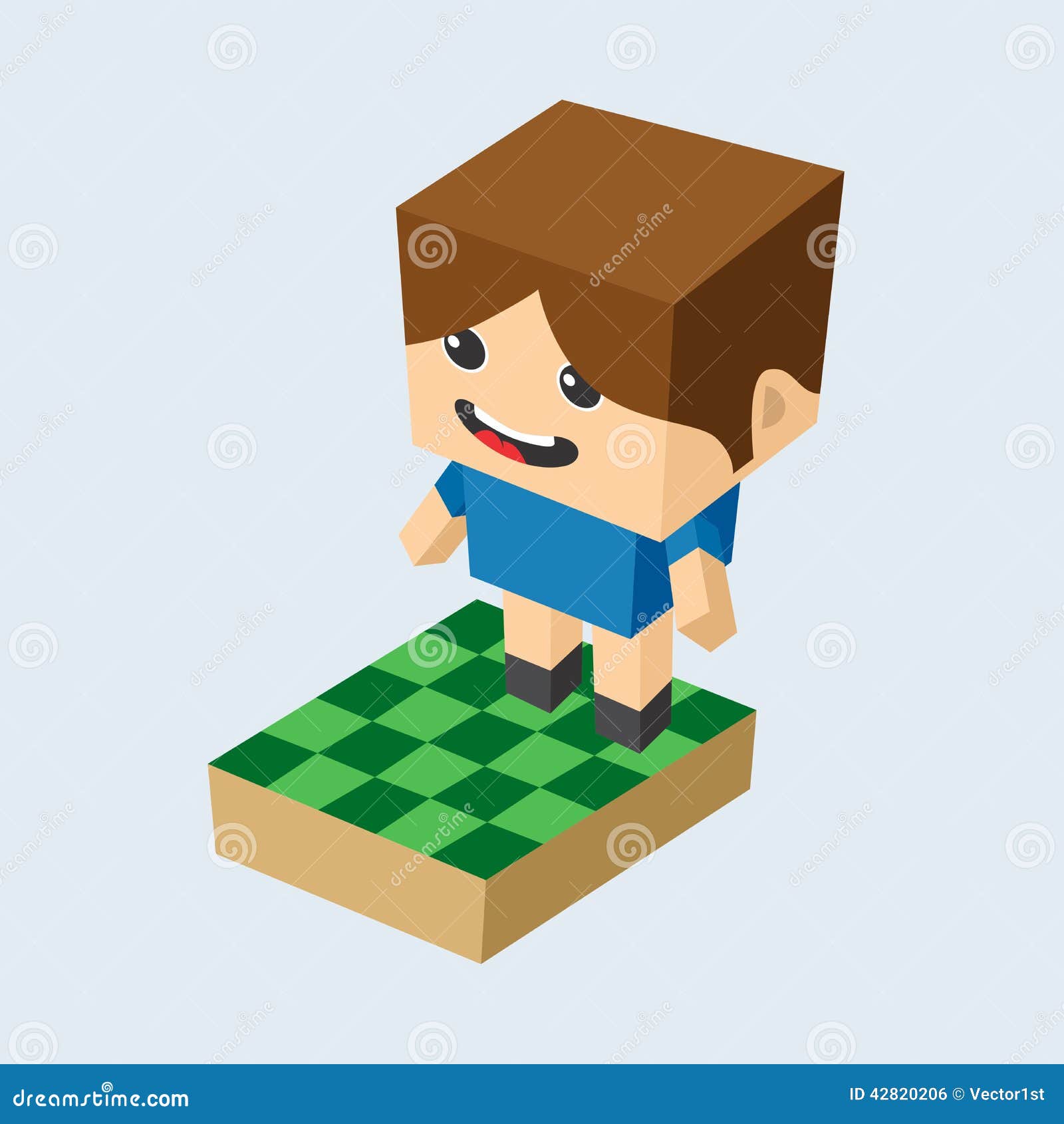 Block Isometric Cartoon Character Stock Vector - Illustration of ...