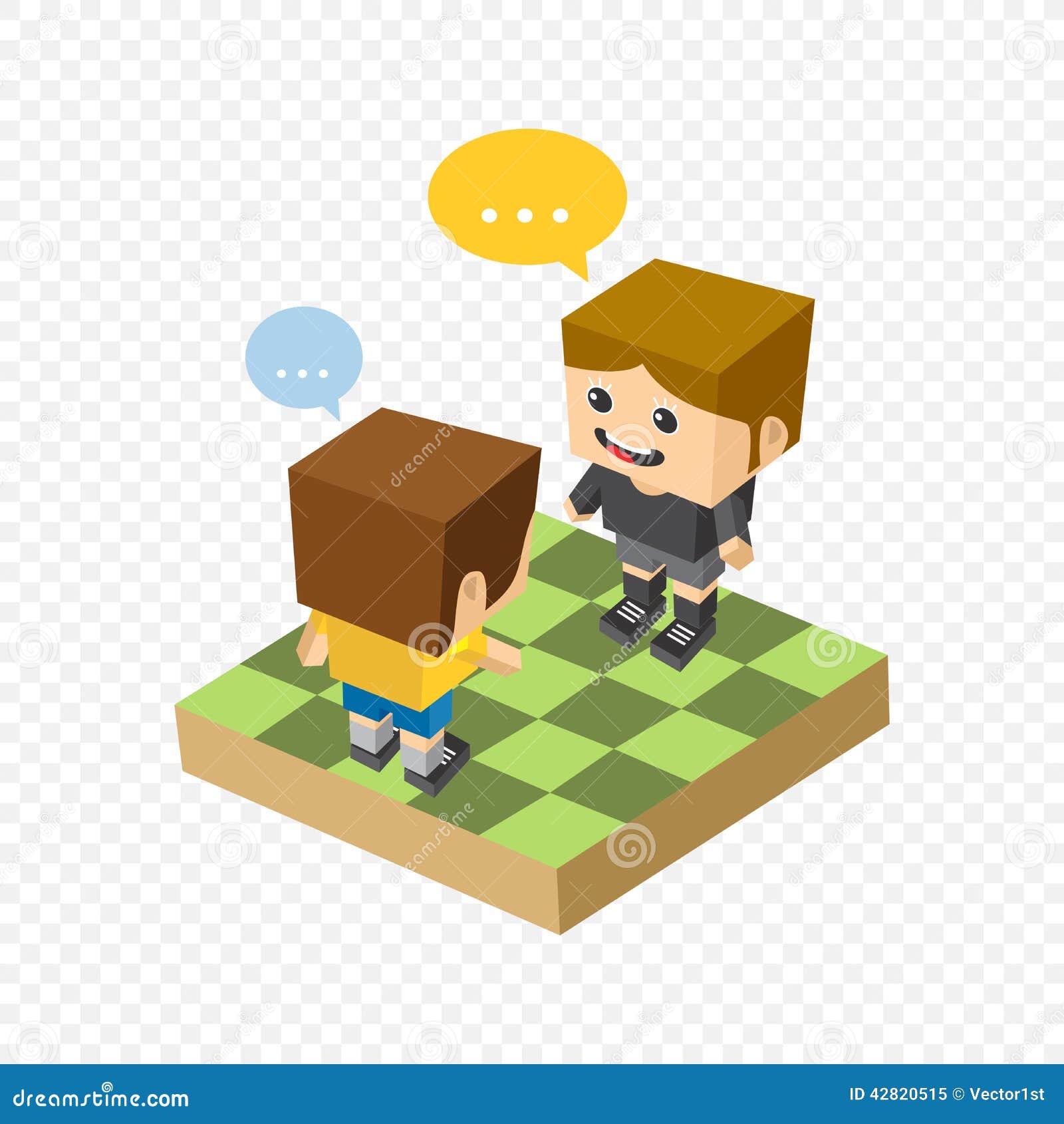 Block Isometric Cartoon Character Stock Vector - Illustration of action ...