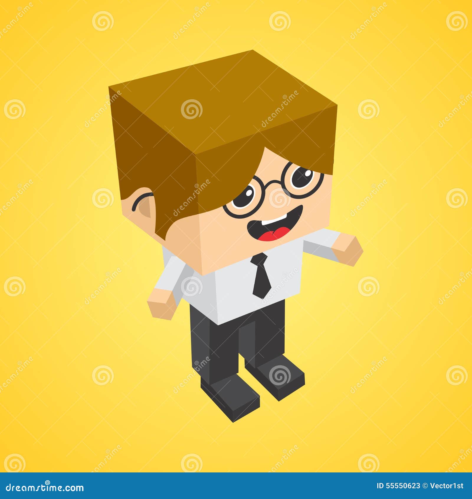 Block Isometric Cartoon Character Stock Vector - Illustration of woman ...
