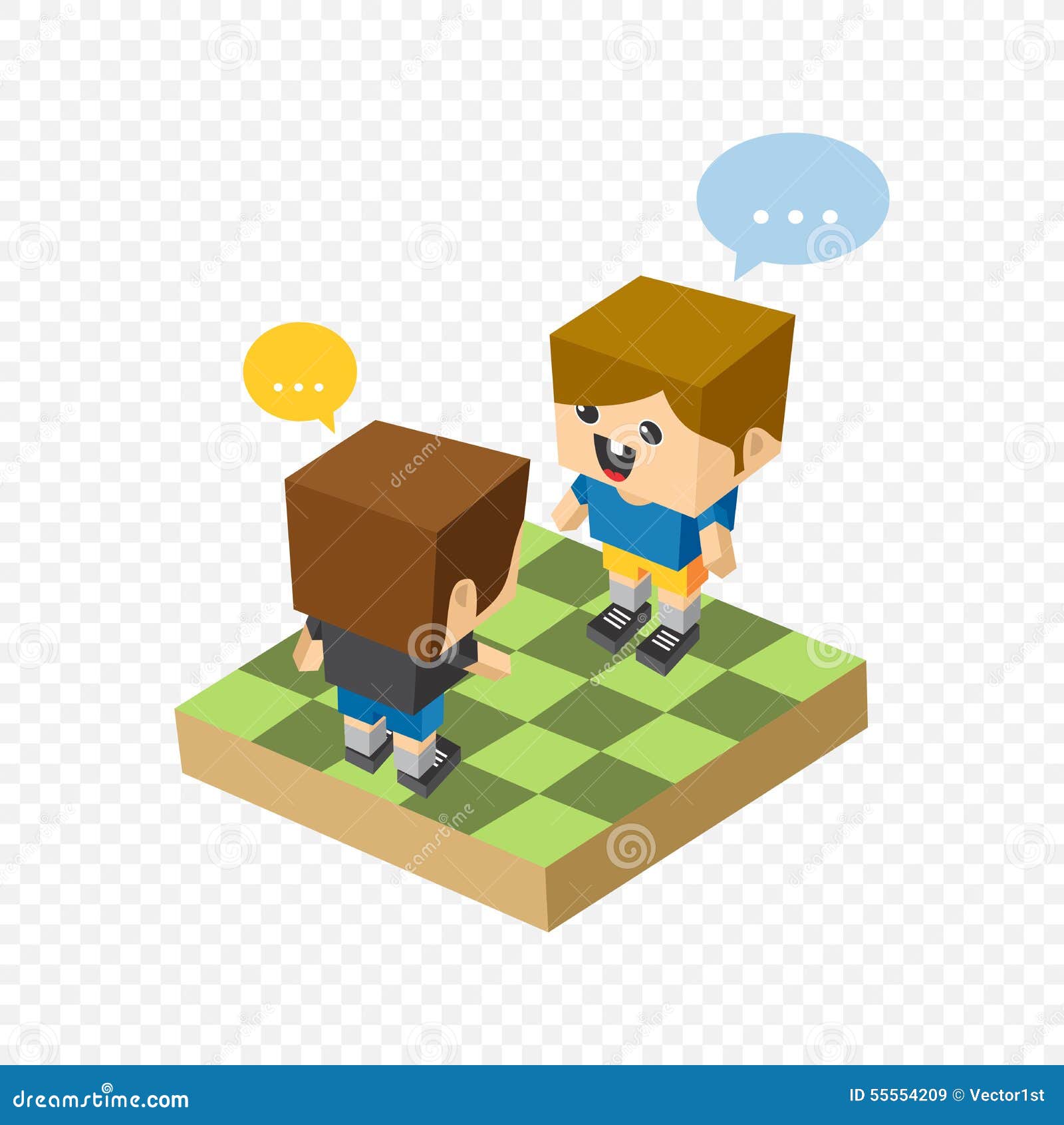 Block Isometric Cartoon Character Stock Vector - Illustration of ...