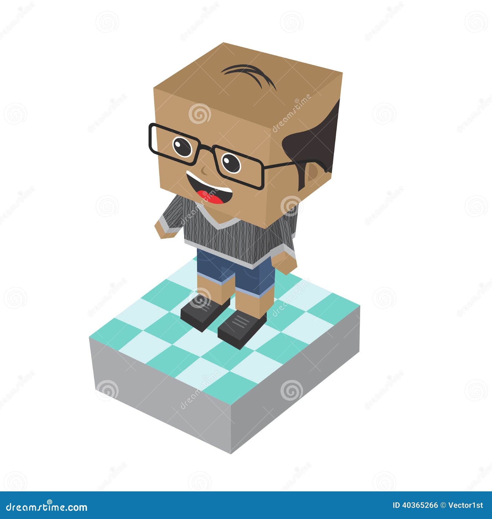 Block Isometric Cartoon Character Stock Vector - Illustration of ...