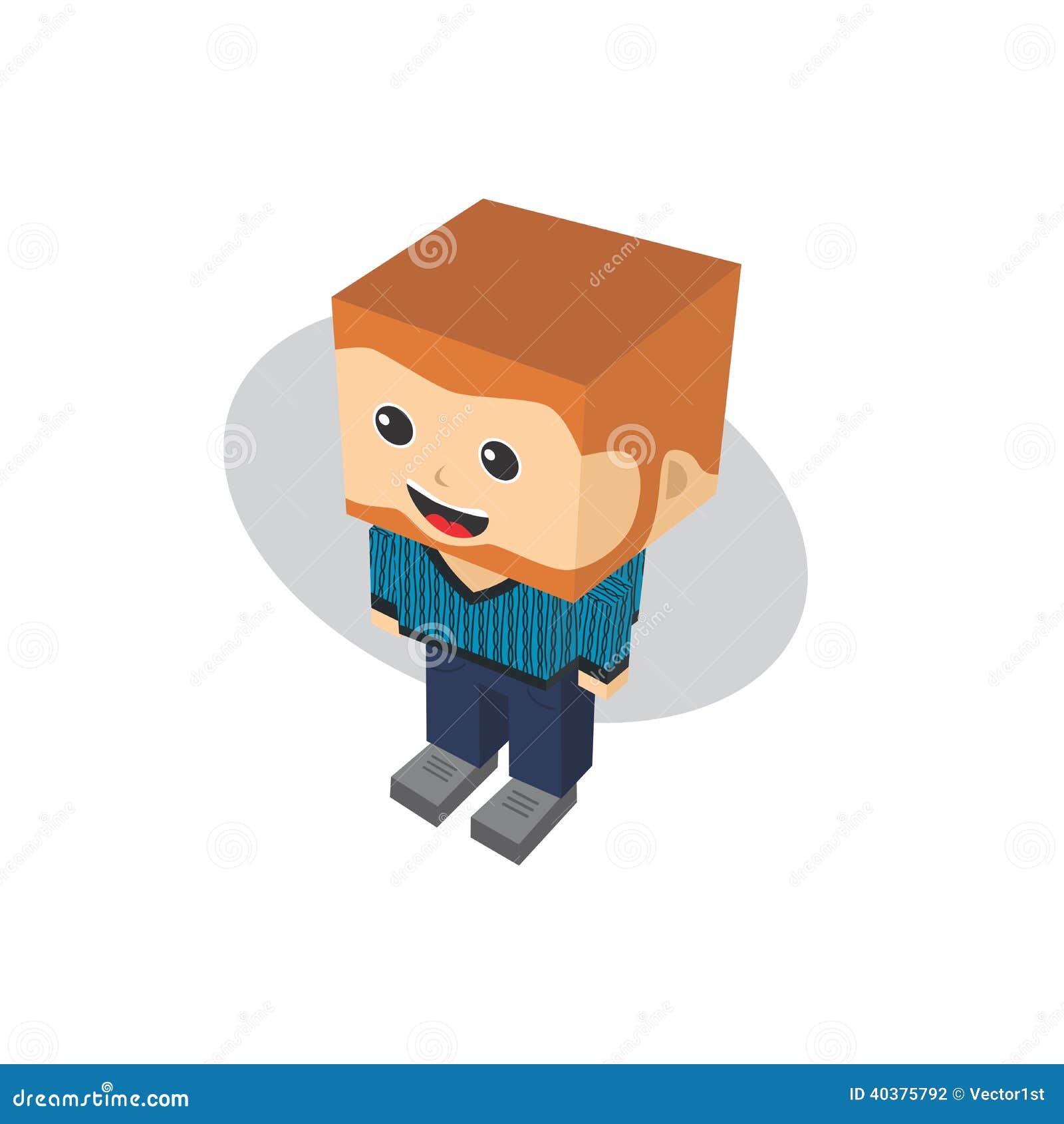Block Isometric Cartoon Character Stock Vector - Illustration of vector ...