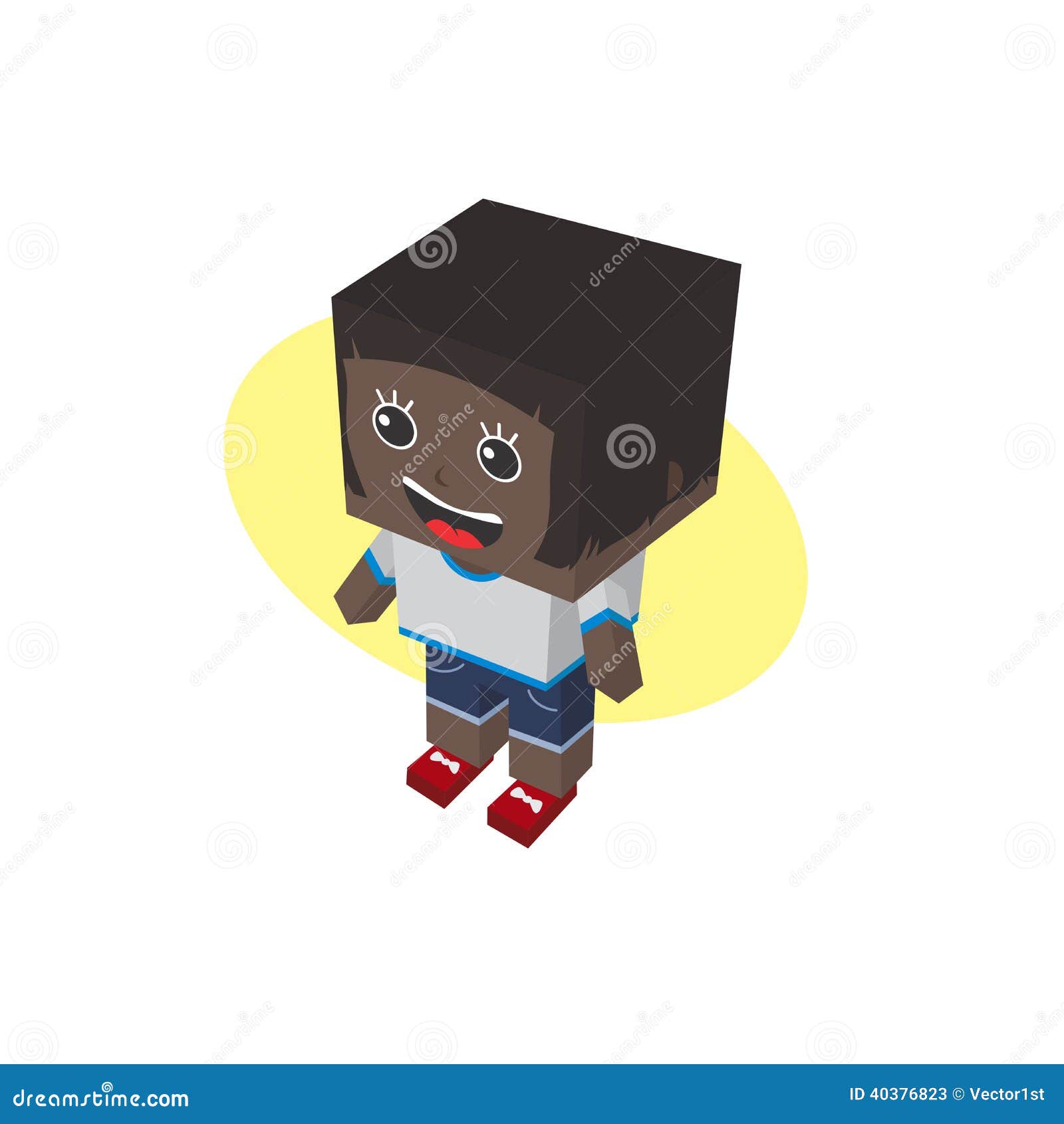 Block Isometric Cartoon Character Stock Vector - Illustration of hair ...