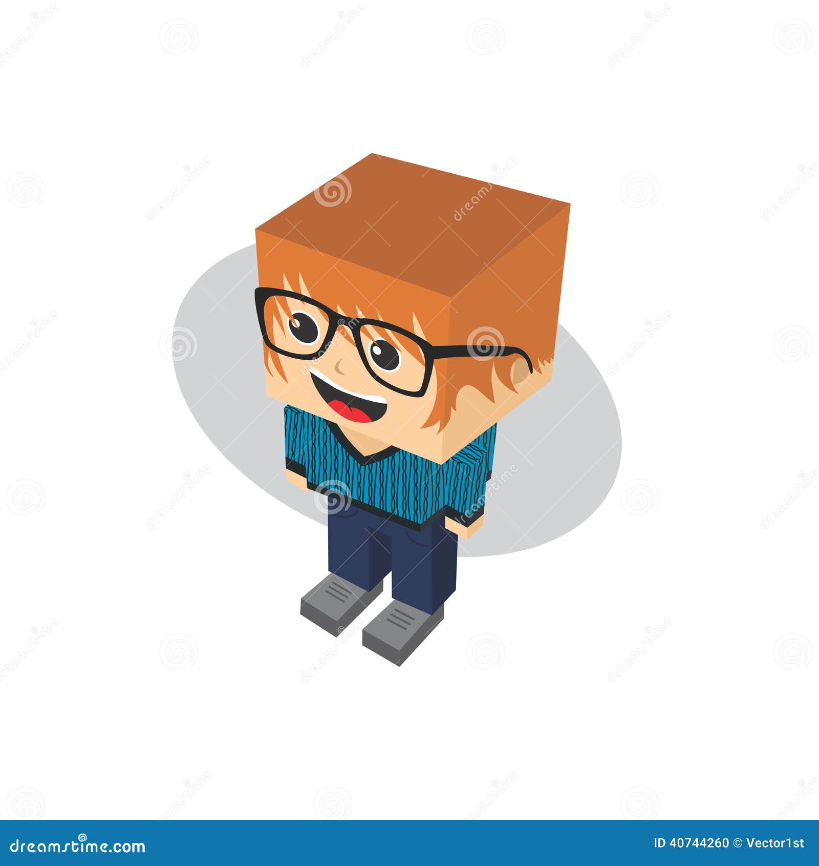Block Isometric Cartoon Character Stock Vector - Illustration of ...