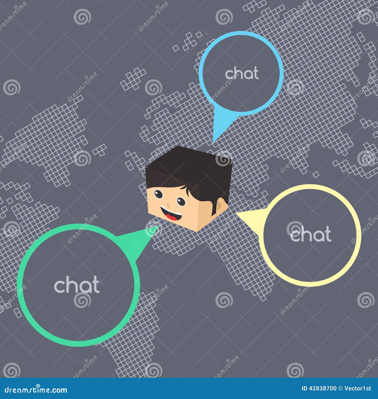 Block Isometric Cartoon Chat Stock Vector - Illustration of global ...