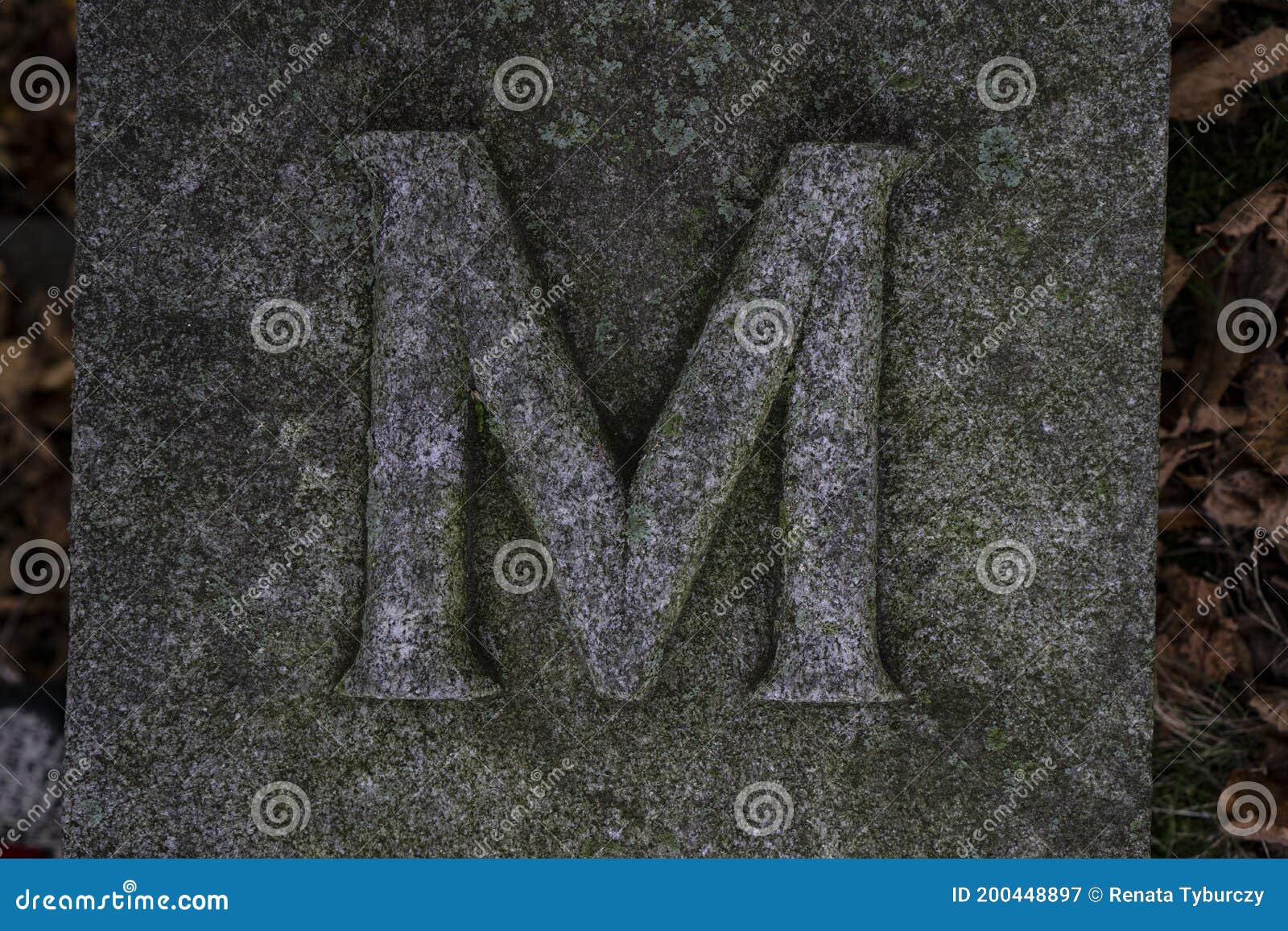 Block with Letter M. Embossed on the Stone Surface or Concrete Stock ...
