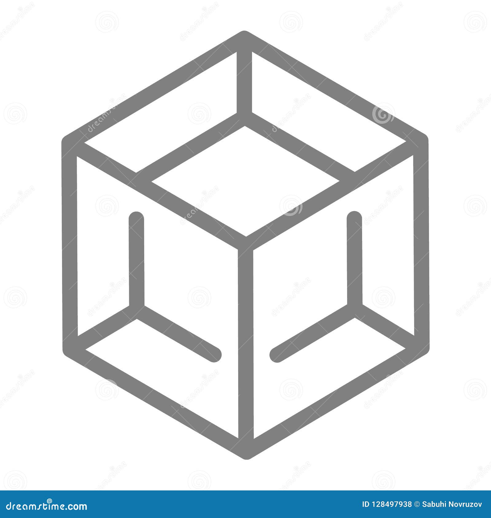 Block Line Icon. Cube Vector Illustration Isolated on White. Box ...