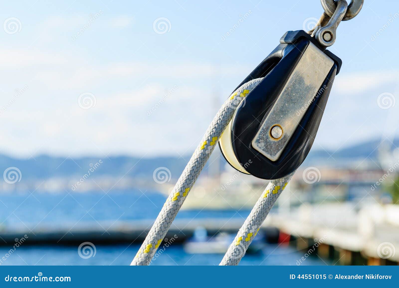 Block with main sheet rope stock image. Image of ocean - 44551015