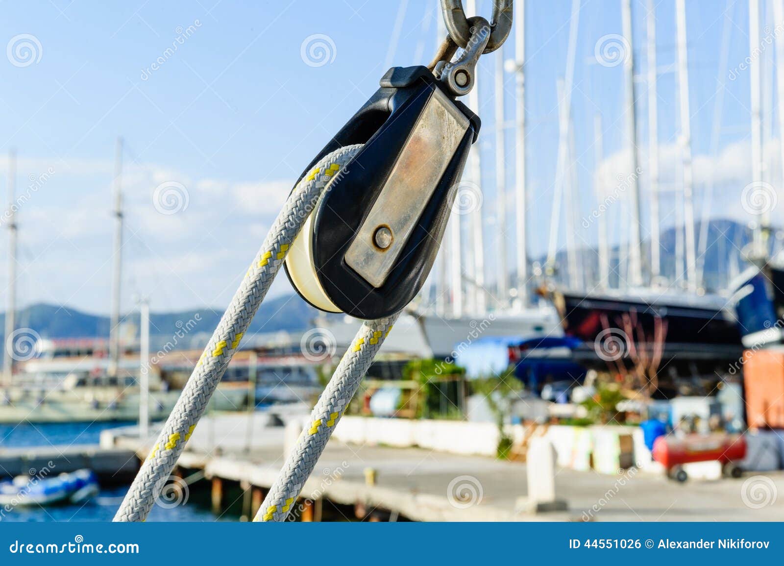 Block with main sheet rope stock photo. Image of transport - 44551026