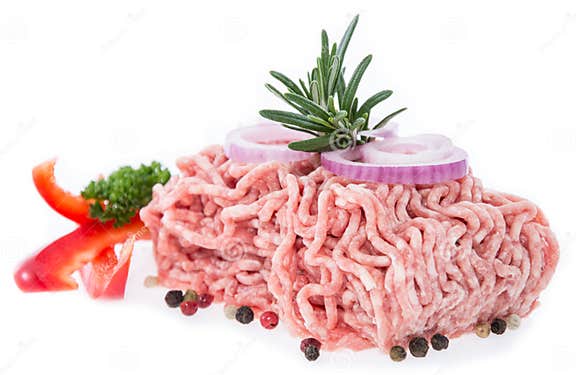 Block of Minced Meat on White Stock Photo - Image of background, detail ...